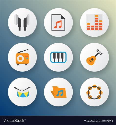 Audio Icons Flat Style Set With Archive Royalty Free Vector