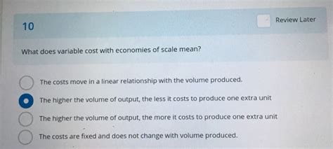 Solved Review Later What Does Variable Cost With Chegg Com