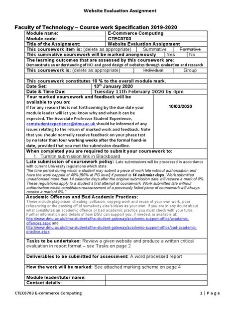 Website Evaluation Assignment Guide Pdf Computers