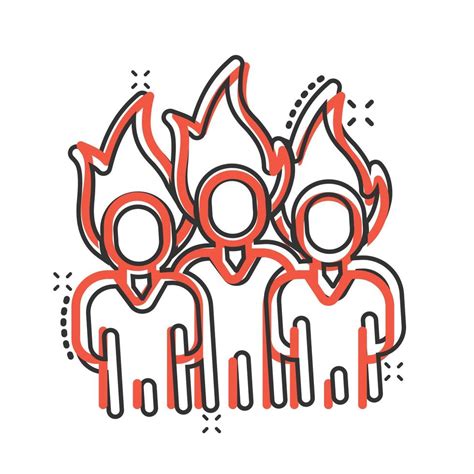 People With Flame Head Icon In Comic Style Stress Expression Cartoon Vector Illustration On