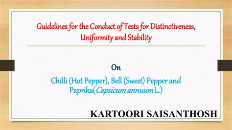 Guidelines For The Conduct Of Tests For Dus On Chilli Hot Pepper