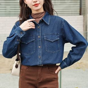 工厂批发复古港风牛仔套装女春季新款设计感显瘦牛仔衬衫跨境 阿里巴巴
