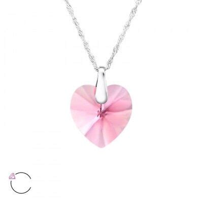La Crystale 925 Sterling Silver Light Rose Crystal Heart Pendant