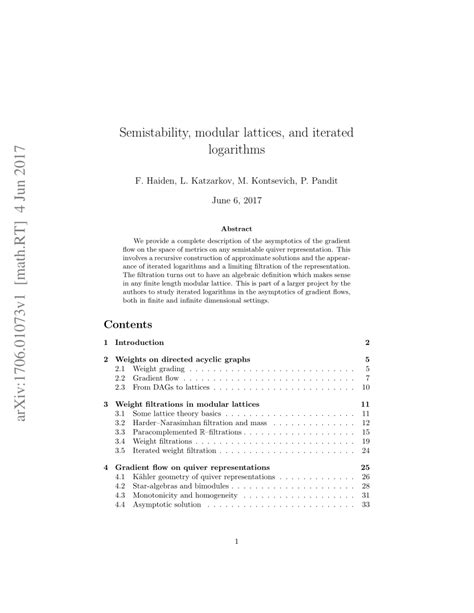 Pdf Semistability Modular Lattices And Iterated Logarithms