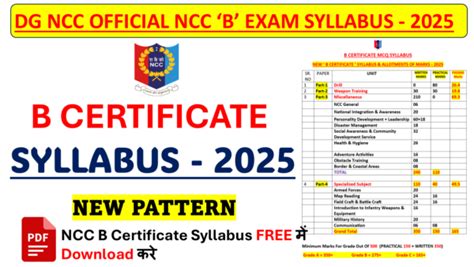 Ncc B Certificate Syllabus And Allotments Of Marks 2025 Ncc B