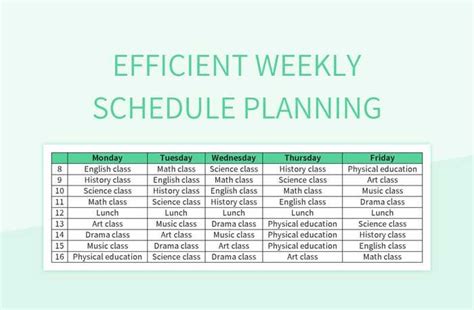 Efficient Weekly Schedule Planning Excel Template Free Download Pikbest