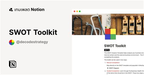 เทมเพลต Swot Toolkit มาร์เก็ตเพลส Notion