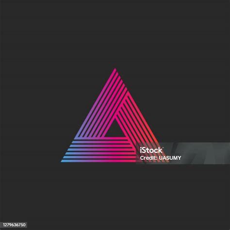 삼각형 로고 그라데이션 추상선형 무한 기하학적 모양 교차 하는 얇은 라인 힙스터 모노그램 미니멀 한 스타일 델타 기술 기호 0명에 대한 스톡 벡터 아트 및 기타 이미지