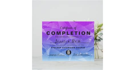 Modern Pink Girly Certificate Of Completion Zazzle