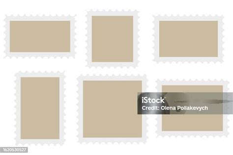 우표 프레임이 설정되어 있습니다 가장자리에 구멍이 뚫린 빈 빈티지 우표 엽서와 편지에 대한 빈 테두리 템플릿입니다 벡터 그림입니다 주당순이익 10 0명에 대한 스톡 벡터