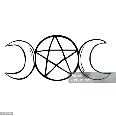 손으로 그린 위칸 기호 트리플 여신 기호 기호 벡터 일러스트 레이 션 10월에 대한 스톡 벡터 아트 및 기타 이미지 10월