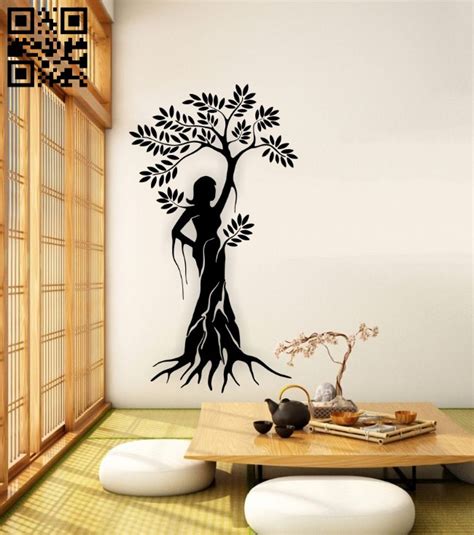 Beautiful Women Tree Wall Decor E0015061 File Cdr And Dxf Free Vector Download For Laser Cut