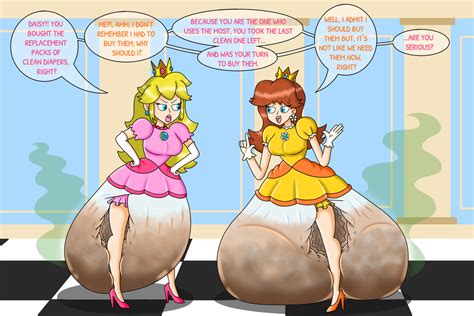 Rule 34 2girls Blonde Hair Blue Eyes Brown Hair Dialogue Diaper