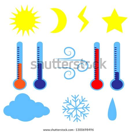 Set Weather Icons Weather Notation Stock Vector Royalty Free