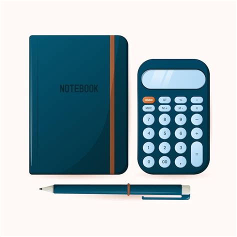Premium Vector Blue Notepad Calculator And Pen Office For Work Or