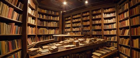Classical Library Interior With Wooden Shelves Stock Image Image Of