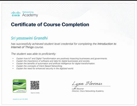 Im Thrilled To Have Earned My Introduction To Iot Certificate From Cisco Networking Academy