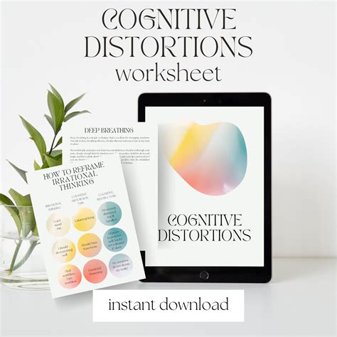 Cognitive Distortions Worksheet Cbt Worksheet Digital File Etsy