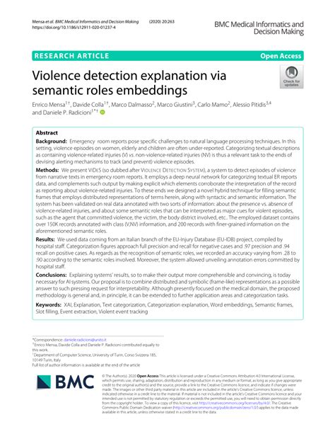 Pdf Violence Detection Explanation Via Semantic Roles Embeddings