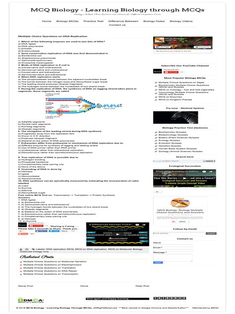 Dna Replication Mcqs For Practice Pdf Dna Replication Dna