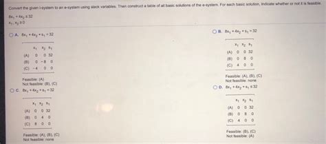 Solved Construct A Table Of All Basic Solutions Of The Chegg Com