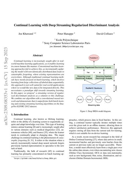 Continual Learning With Deep Streaming Regularized Discriminant