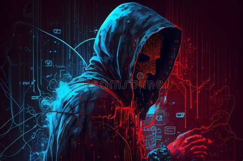 Mysterious Computer Hacker Generative Ai Stock Illustration Illustration Of Digital