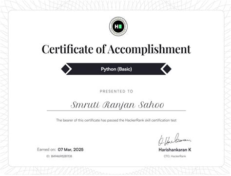 Python Certification Coding Hackerrank Ai Ml Datastructures Smruti Ranjan Sahoo