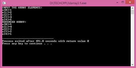 C Program To Reverse A Single Dimensional Array Without Using Another Array Devcppgcc Techcpp