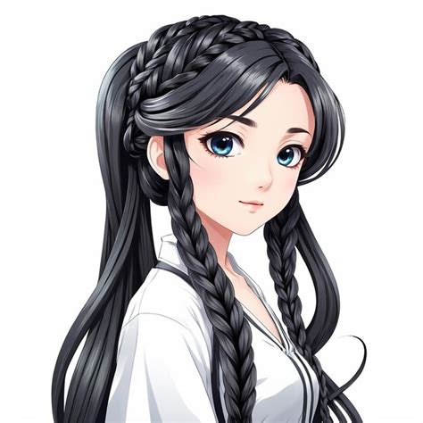 Anime Girl With Long Black Hair And Blue Eyes Premium Ai Generated Vector