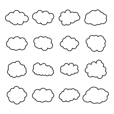 검은 구름 스트로크 또는 윤 모양 그림 프리미엄 벡터