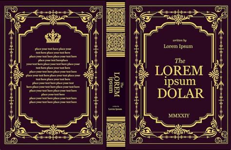 화려한 가죽 책 표지와 오래된 복고풍 장식 프레임 로얄 골든 스타일 디자인 역사 소설 책 표지에 인쇄될 빈티지 테두리 벡터 그림 프리미엄 벡터