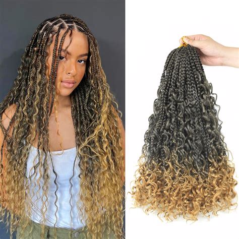 9 Pack Boho Box Braids Crochet Hair 18 Inch Pre Looped