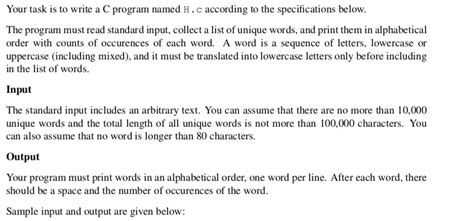 Solved Your Task Is To Write A C Program Named Hc According