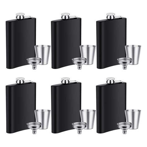 8 Ounce Stainless Steel Hip Flask Fluid Tight Flask Set With Stainless Steel Shot Cups And