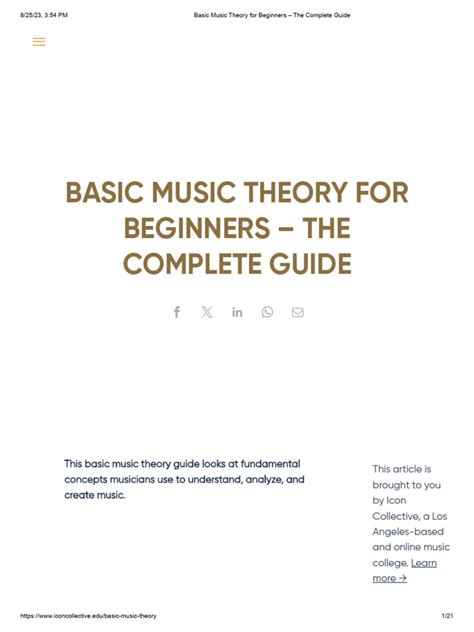 Basic Music Theory For Beginners The Complete Guide Pdf