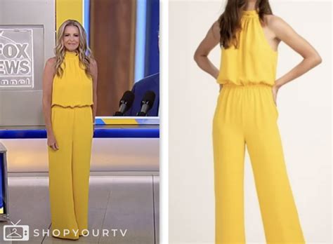 Fox And Friends June 2024 Cheryl Casones Yellow Halter Jumpsuit