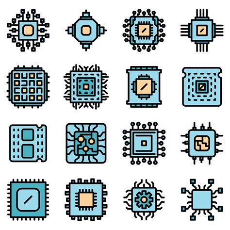 Processor Icons Set Vector Flat 8529012 Vector Art At Vecteezy