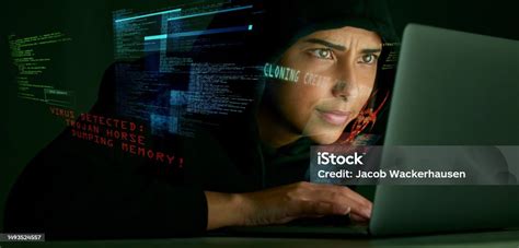 Indian Woman Hacker And Code Overlay Of Banking And Credit Card Fraud With Coding Graphic