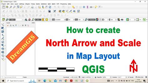 How To Add North Arrow Scale And Label On A Map In Qgismap Layout 3 Youtube