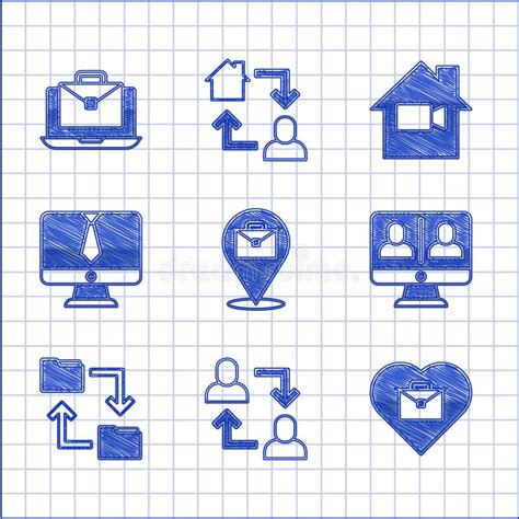 Set Online Working Project Team Base Heart With Text Video Chat Conference Cloud Storage