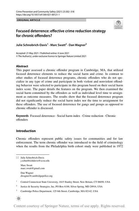 Focused Deterrence Effective Crime Reduction Strategy For Chronic