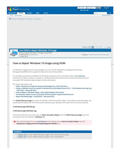 Tenforums Com Tutorials 7808 Use Dism Repair Windows 10 Image Html Pdf Windows 10