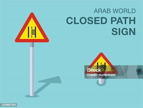교통 규제 규칙 고립 된 아랍 세계 닫힌 길도로 표지판 전면 및 상단 모습 벡터 일러스트 템플릿입니다 거리에 대한 스톡 벡터 아트 및 기타 이미지 Istock