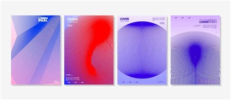 Premium Vector Set Of Modern Blend Line Abstract Poster Cover Design