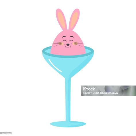 달걀 스탠드에 분홍색 토끼 와인 잔에 계란의 형태로 귀여운 토끼 부활절 만화 캐릭터 부활제에 대한 스톡 벡터 아트 및 기타 이미지 부활제 술 마실 것 마실 것