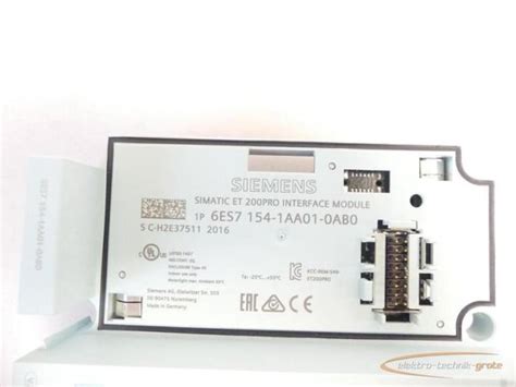 Siemens 6es7154 1aa01 0ab0 E Stand 2 Et 200pro Interface Module Sn C