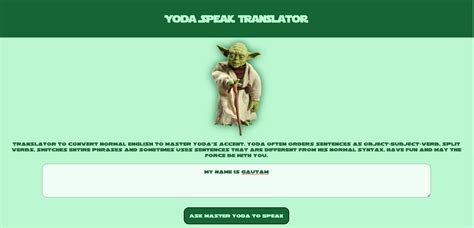 GitHub Gautam Balamurali Yoda Speak Translator Translator To Covert