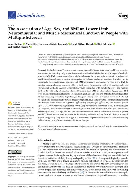 Pdf Association Of Age Sex And Bmi On Lower Limb Neuromuscular And