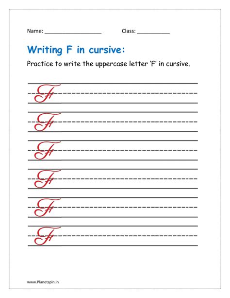 Lowercase Cursive F Worksheets Planetspin In